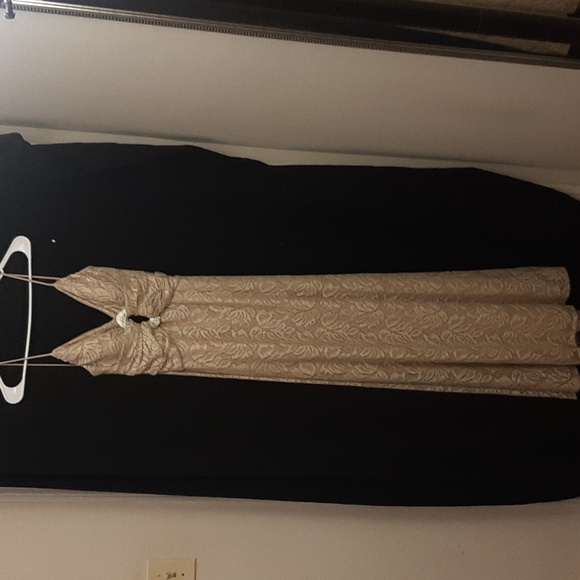 Cache | Dresses | Cache Metallic Lace Evening Gown | Poshmark